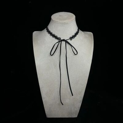 Black Lace Bow Choker Necklace for Women Harajuku Gothic Dar