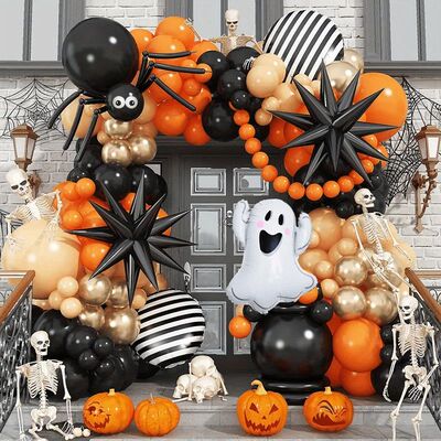 138-Piece Spooky Halloween Theme Balloon Garland Arch Set Bu