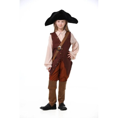 Kids Brown Halloween Pirate Full Outfit Carnival Bar Club St