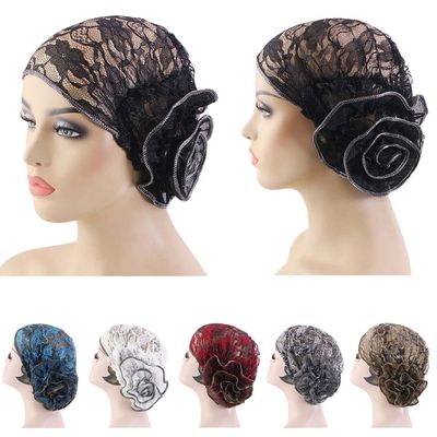 Glitter Shiny Flower Lace  Women  Beanie Chemo Cap Inner Hat