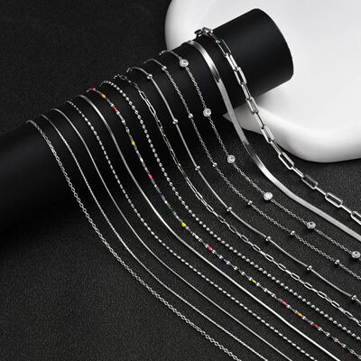 Snake Beads Rope Chain Necklace For Women, Stainless Steel S