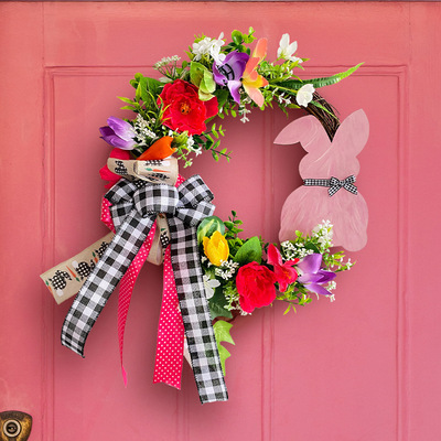 2025 Easter Bunny Wooden Sign with Withered Branches Flower