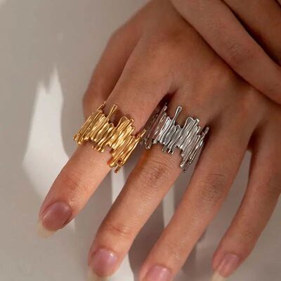 Simpliciy Sainless Seel Irregular Verical Bar Rings for Men