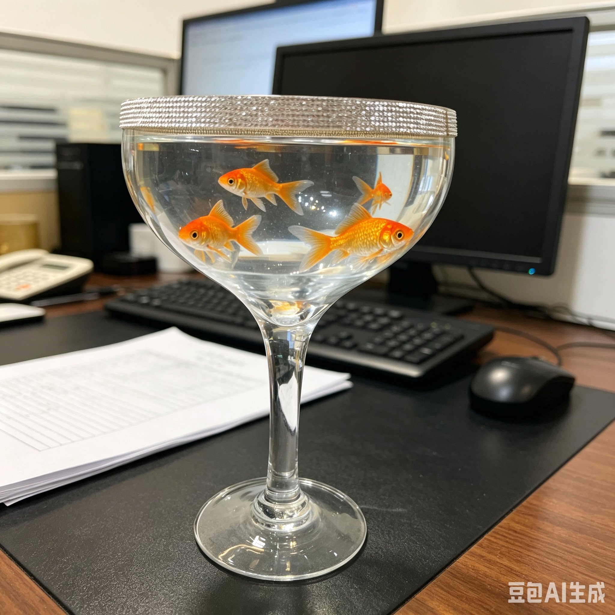 创意水晶鸡尾塔杯酒客厅点缀水晶玻璃轻奢套装网红高脚杯桌面鱼缸
