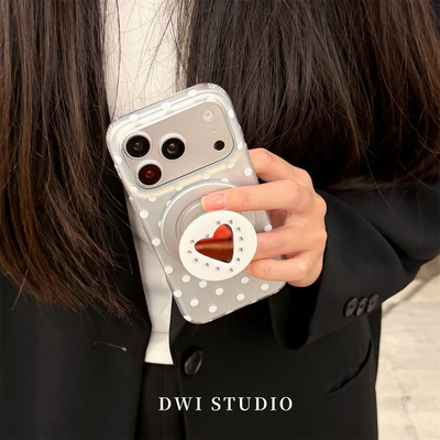 韩系ins波点磁吸支架手机壳