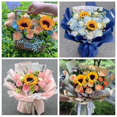 河北保定市顺平县博野县涿州市同城鲜花店学生高考向日葵玫瑰花束