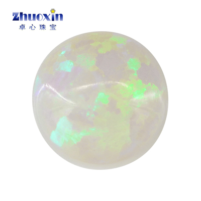 奶茶色绿彩圆形人造欧泊OPAL 蛋面平底素面欧珀澳宝戒面裸石OP65