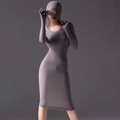 五指连体丝袜120D手感丝滑触感包头全包手指性感长袖连身裙紧身衣