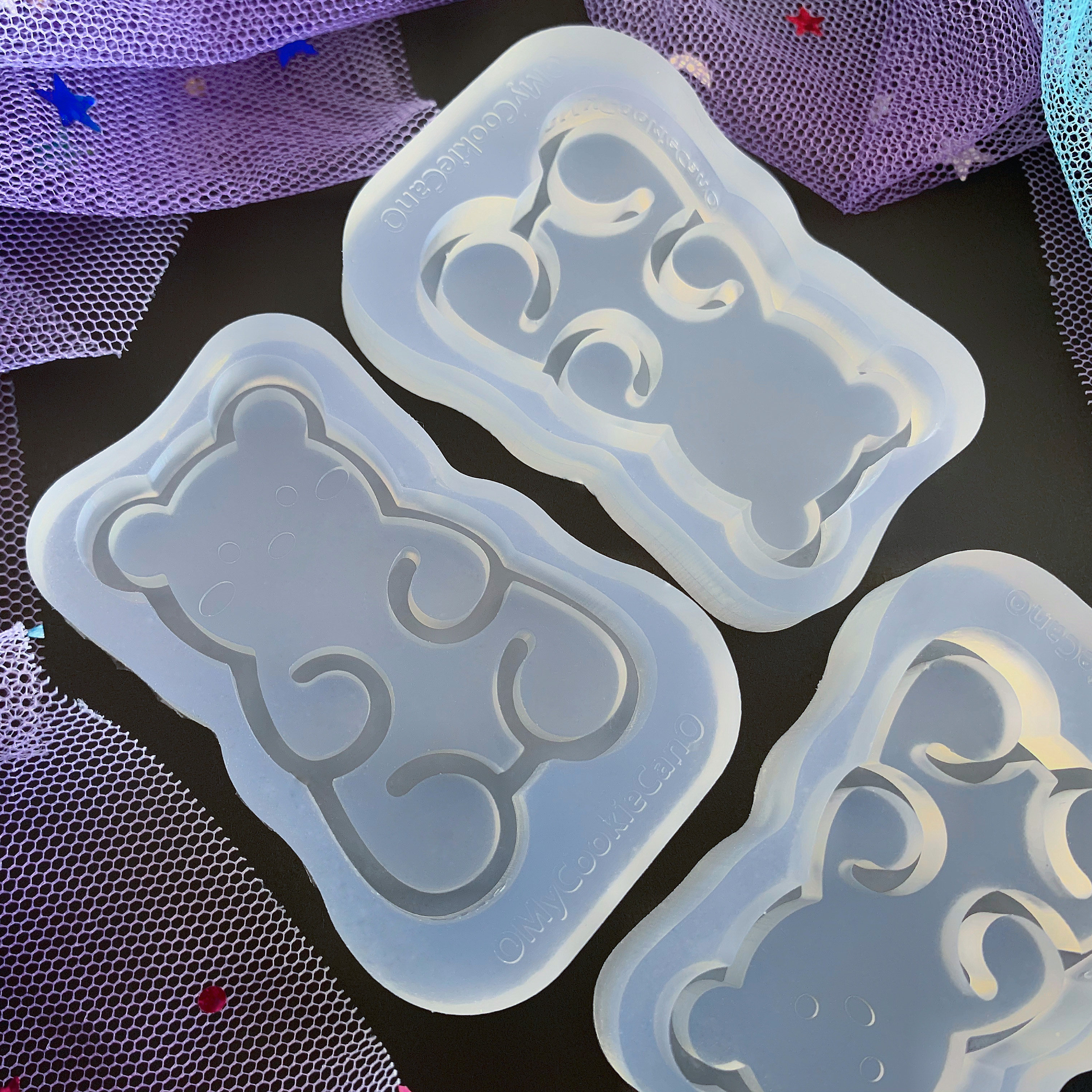 Mycookiecan可爱小熊气球狗水晶配件滴胶模具diy手工透明食品硅胶
