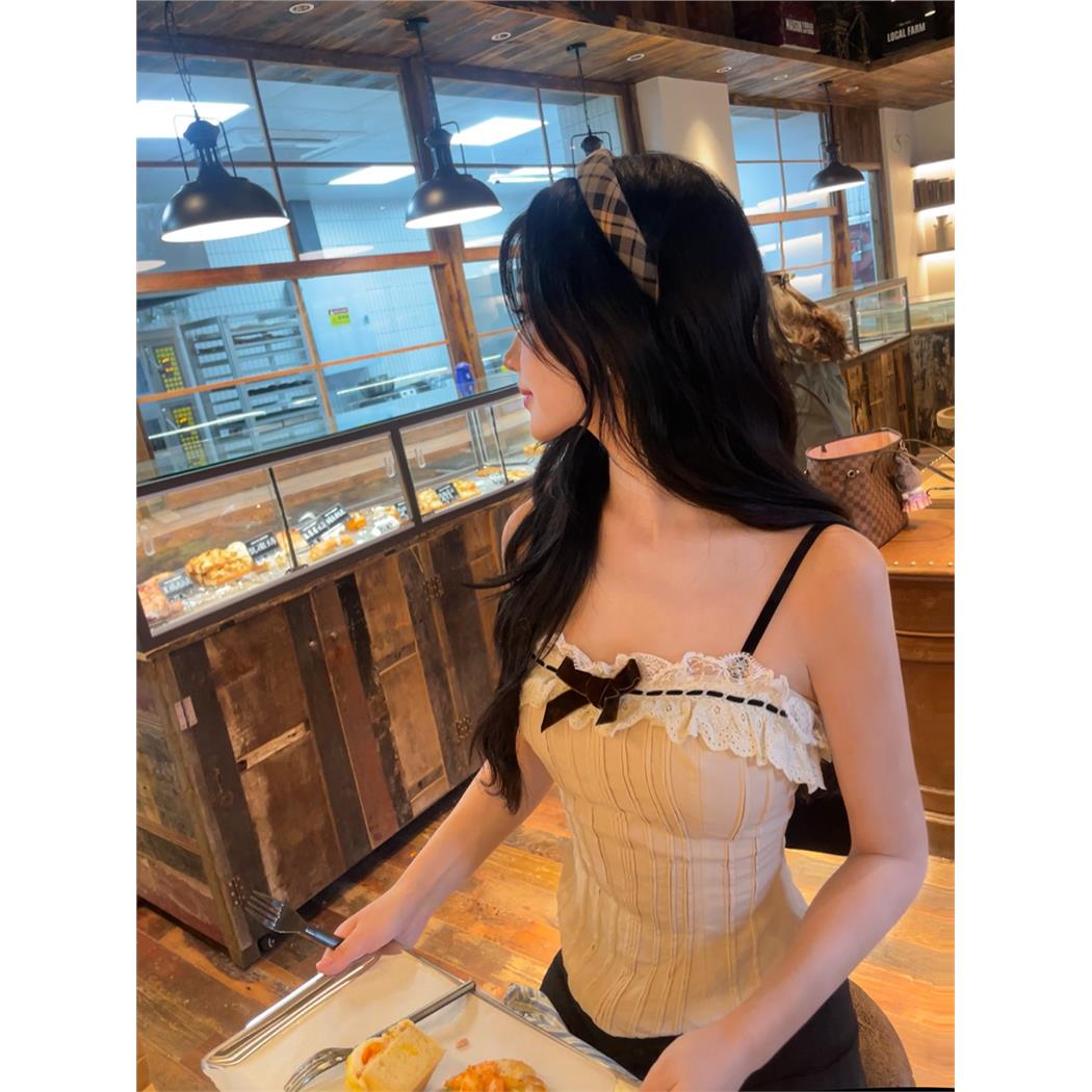 现货如意2025夏季新款抹胸上衣女外穿蕾丝胸衣性感纯欲风小衫吊带