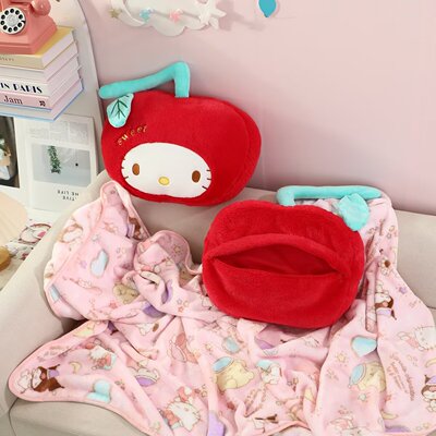 可爱苹果KT猫抱枕毯二合一午睡毯