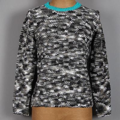 花色线银丝线圆领肘部补强