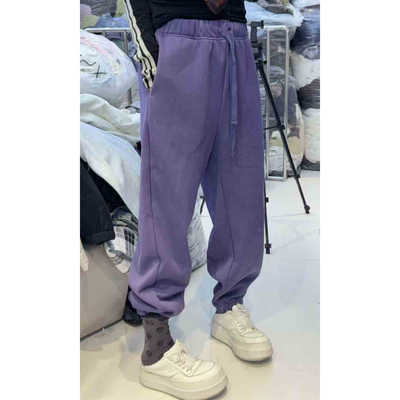 欧洲站2025秋冬新款HAV欧货 松紧腰加绒纯色束脚卫裤