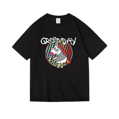 美国朋克greenday绿日摇滚独角兽周边夏纯棉宽松半袖T恤女男中性