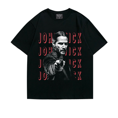 johnwick疾速追杀特工落肩重磅宽松大码oversize短半袖T恤男女夏