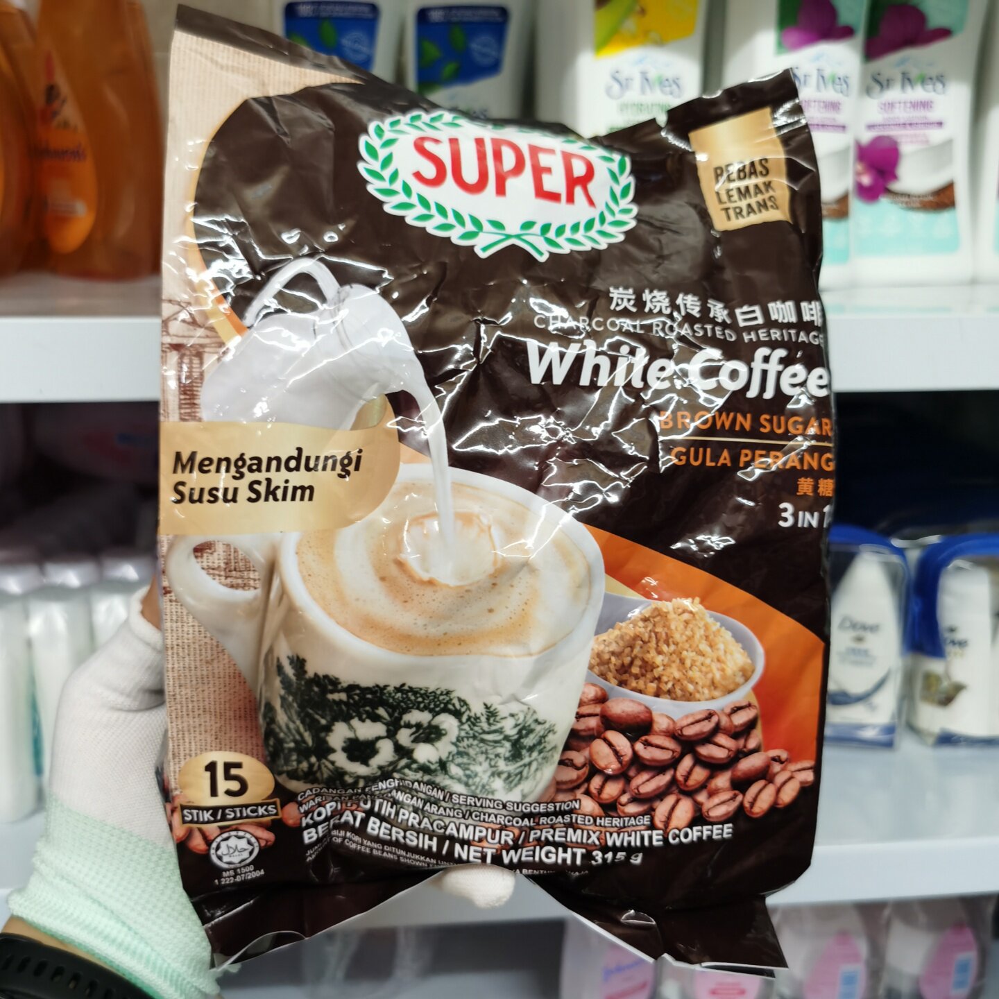 马来西亚进口super超级炭烧白咖啡经典三合一速溶咖啡粉