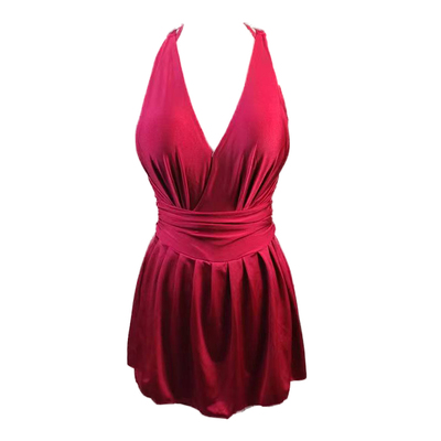 泡温泉游泳衣女连体裙式平角