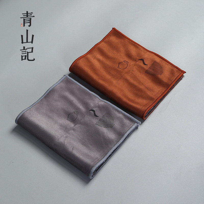 青山记禅意茶巾布茶道麂皮绒茶巾茶布茶桌毛巾抹布中式吸水养壶巾