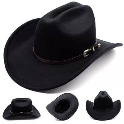 Men Women Western Cowboy Fedora Jazz hat 西部牛仔毛呢礼帽