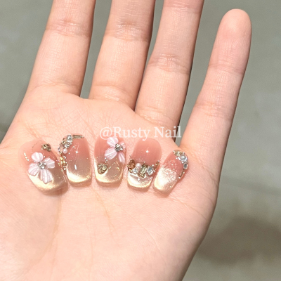 新中式国风爆闪猫眼纯手工穿戴甲