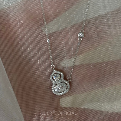 敲闪!福禄双全!通体纯银轻奢精致镶钻新中式小葫芦锁骨链项链百搭