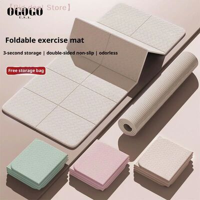 【M】4mm Thick TPE Foldable Yoga Mat 183*61cm Easy Storage F