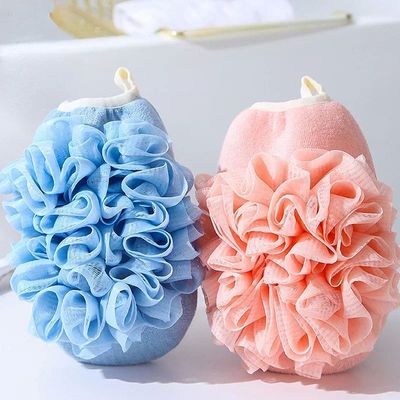 2 In1 Body Exfoliating Scrubber Gloves Cleaning Flower Bathr