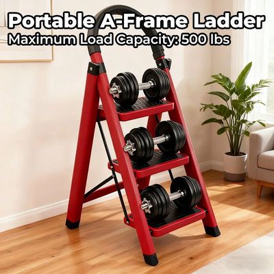 3/4/5-Step Folding Ladder with Anti-Slip Pedals, Heavy Duty