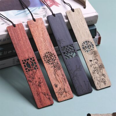 Wooden Mahogany Bookmark Hollow Window Bookmarks Blossom Plu