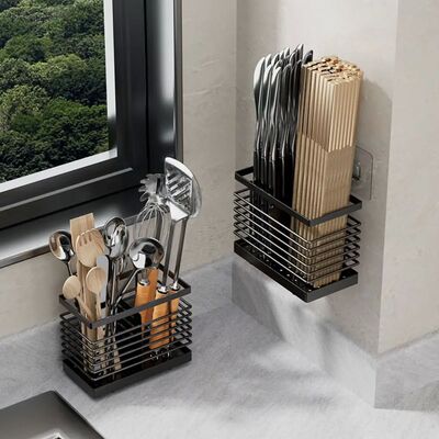 Hanging Kitchen Cutlery Holder Stainless Steel Multi-functio