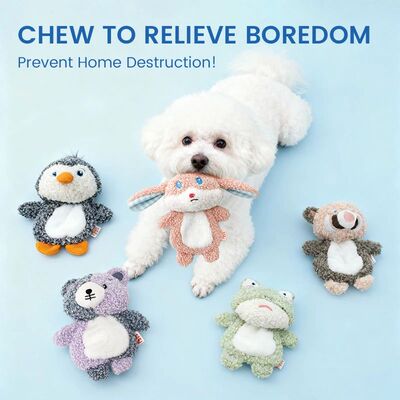 Cute Small Animal Dog Plush Toys Full Body Rattle with Built
