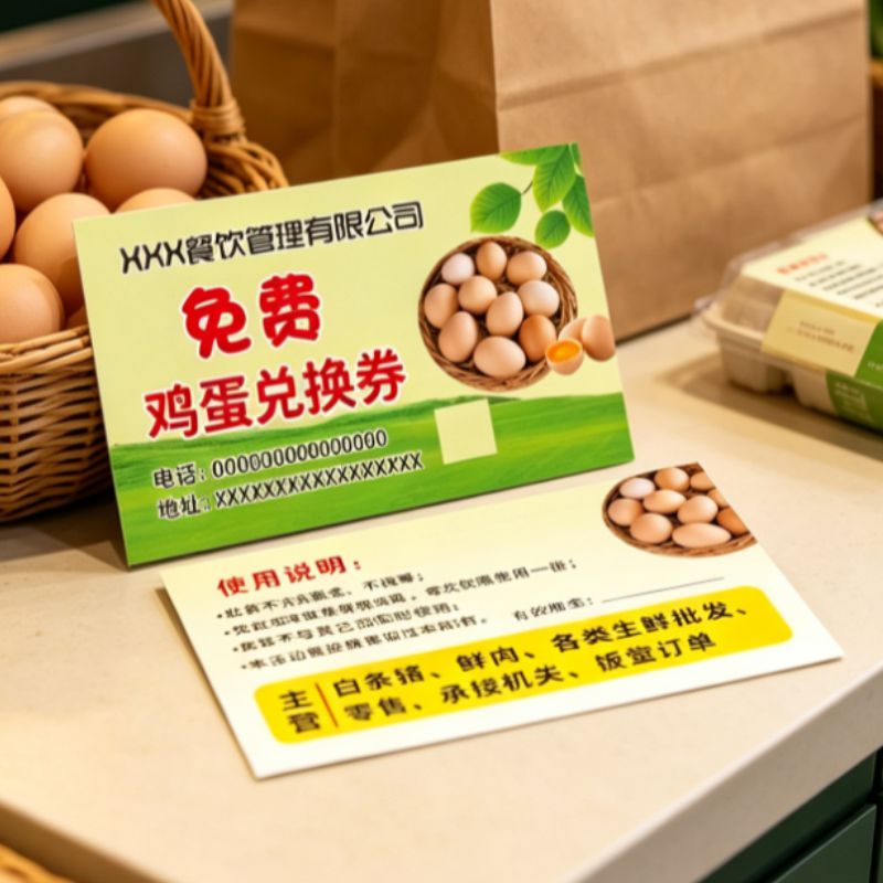 超市开业周年庆促销棋牌室鸡蛋券消费卡积分卡定制印刷双面兑换券