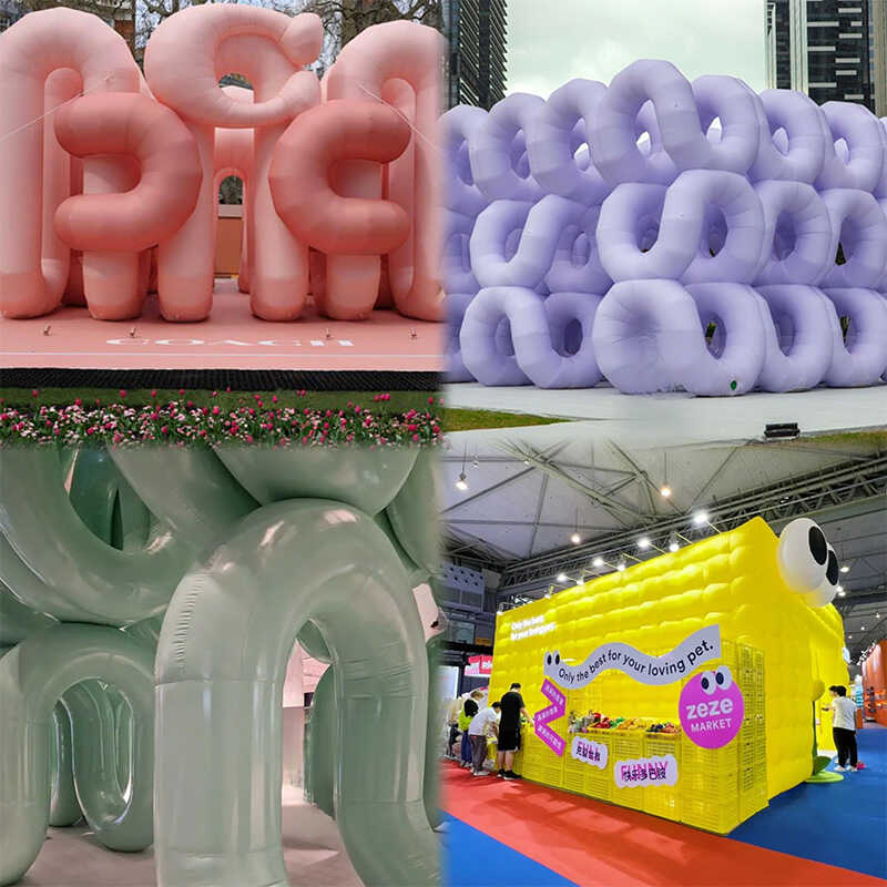 充气广告墙展览婚庆会馆背景美陈网红打卡拍摄摄影卡通模型气模