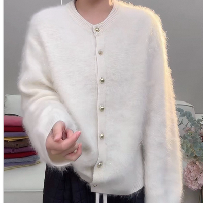 【拉绒工艺】高光时刻圆领羊绒上衣【胸围58衣长62】99192#