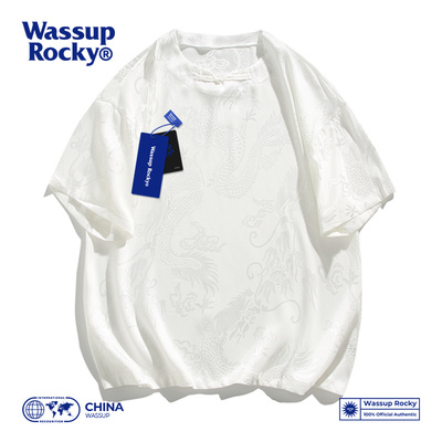 WASSUPROCKY国风冰丝龙纹T恤男