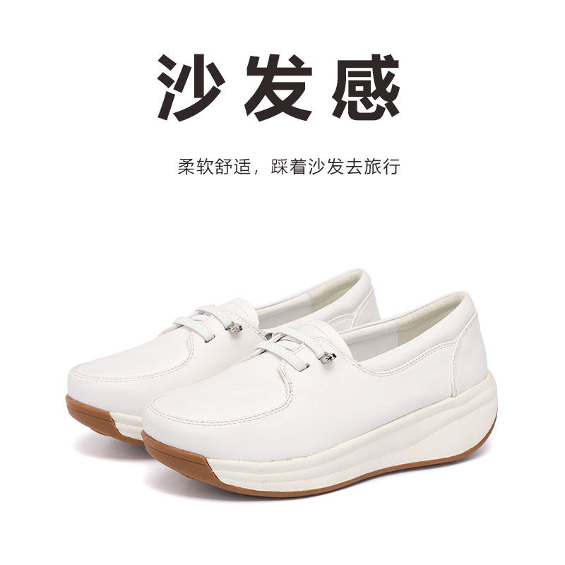 真皮牛筋底厚底妈妈鞋皮鞋舒适软底单鞋超软坡跟头层牛皮羊皮女鞋