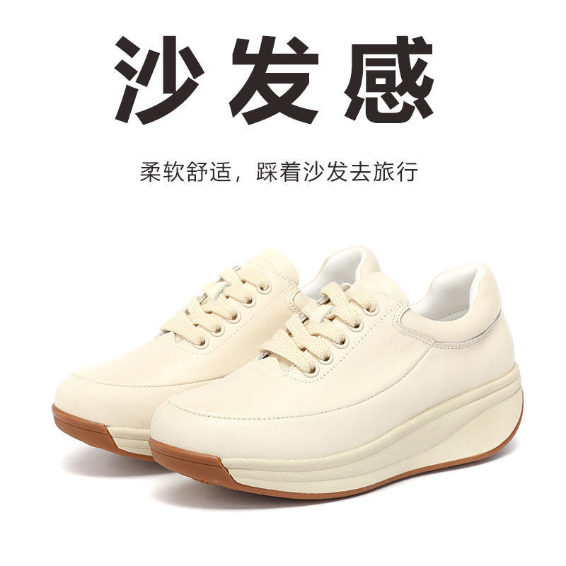 真皮牛筋底妈妈鞋厚底软底软面舒适女鞋头层牛皮坡跟羊皮休闲鞋女