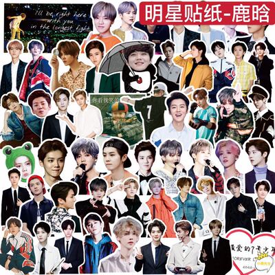 手帐贴纸exo鹿晗男生日记可爱手绘装饰diy行李箱手机壳笔记本贴画
