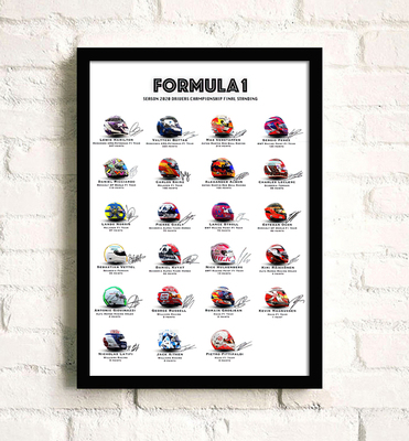 客厅F1车手头盔里卡多舒马赫海报