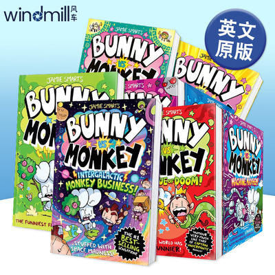 【兔子大战猴子系列漫画】星际猴子大作战 Bunny vs Monkey: Intergalactic Monkey Business 英文原版儿童漫画书幽默搞笑故事集