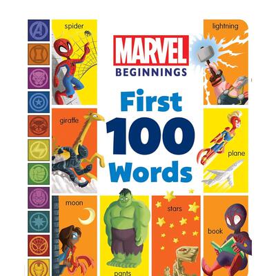 【现货】小小漫威迷：100个词汇 Marvel Beginnings: First 100 Words 英文原版儿童绘本0-3岁纸板书进口英语启蒙读物 漫威角色