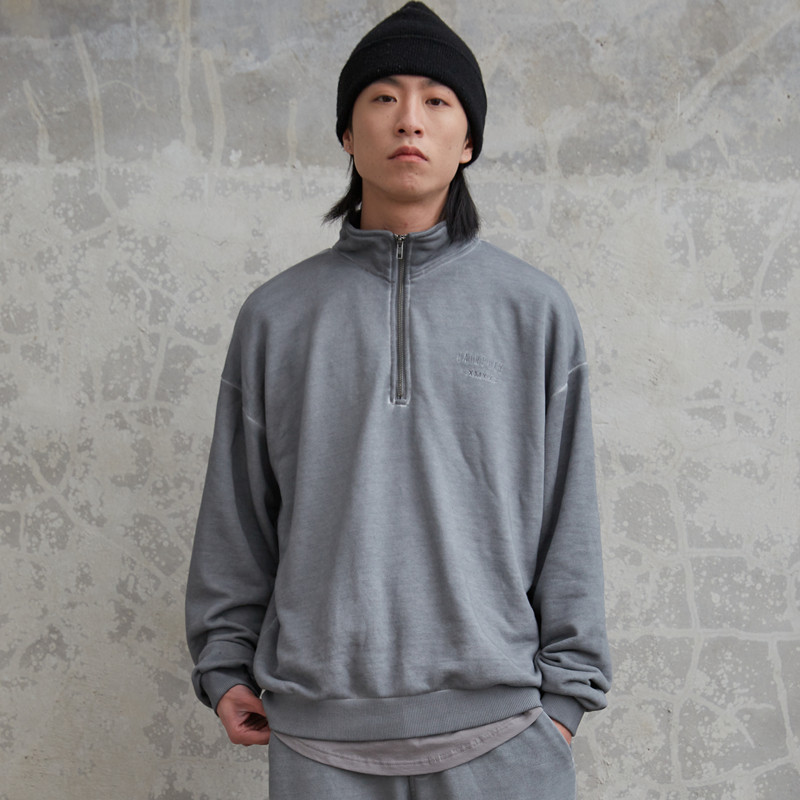 Fairplay x XMXX联名潮牌美式水洗做旧休闲宽松高街高领拉链卫衣_虎窝淘