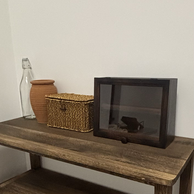 复古桌面小收纳盒书桌木质指甲油桌上化妆品收纳柜娃娃香水置物架