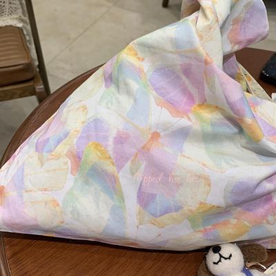 iFHHee 闪闪浅芋蝴蝶 100%棉 原创设计 双面小黄花可调节布袋包包
