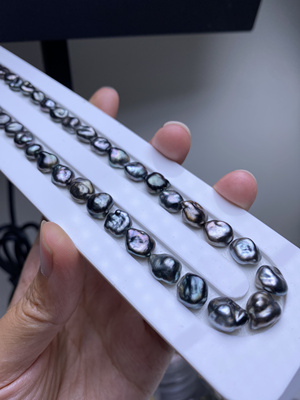 海水珍珠 大溪地炫彩油黑keshi型串链