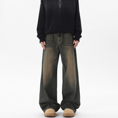 ZMOGEE美式牛仔裤男潮牌复古做旧直筒阔腿裤宽松百搭垂感休闲长裤