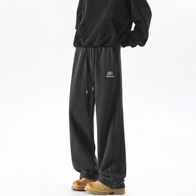 ZMOGEE卫裤男春秋款重磅水洗直筒宽松裤美式潮牌垂感休闲运动长裤