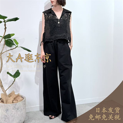 棉100%阔腿可手洗休闲裤