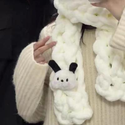 手指围巾猫尾线超粗冰条线粗毛线团手工diy编织送男女材料包