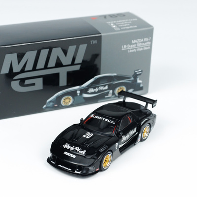 MINIGT现货1:64合金汽车模型 马自达 RX7宽体改装版LB亮光黑色785
